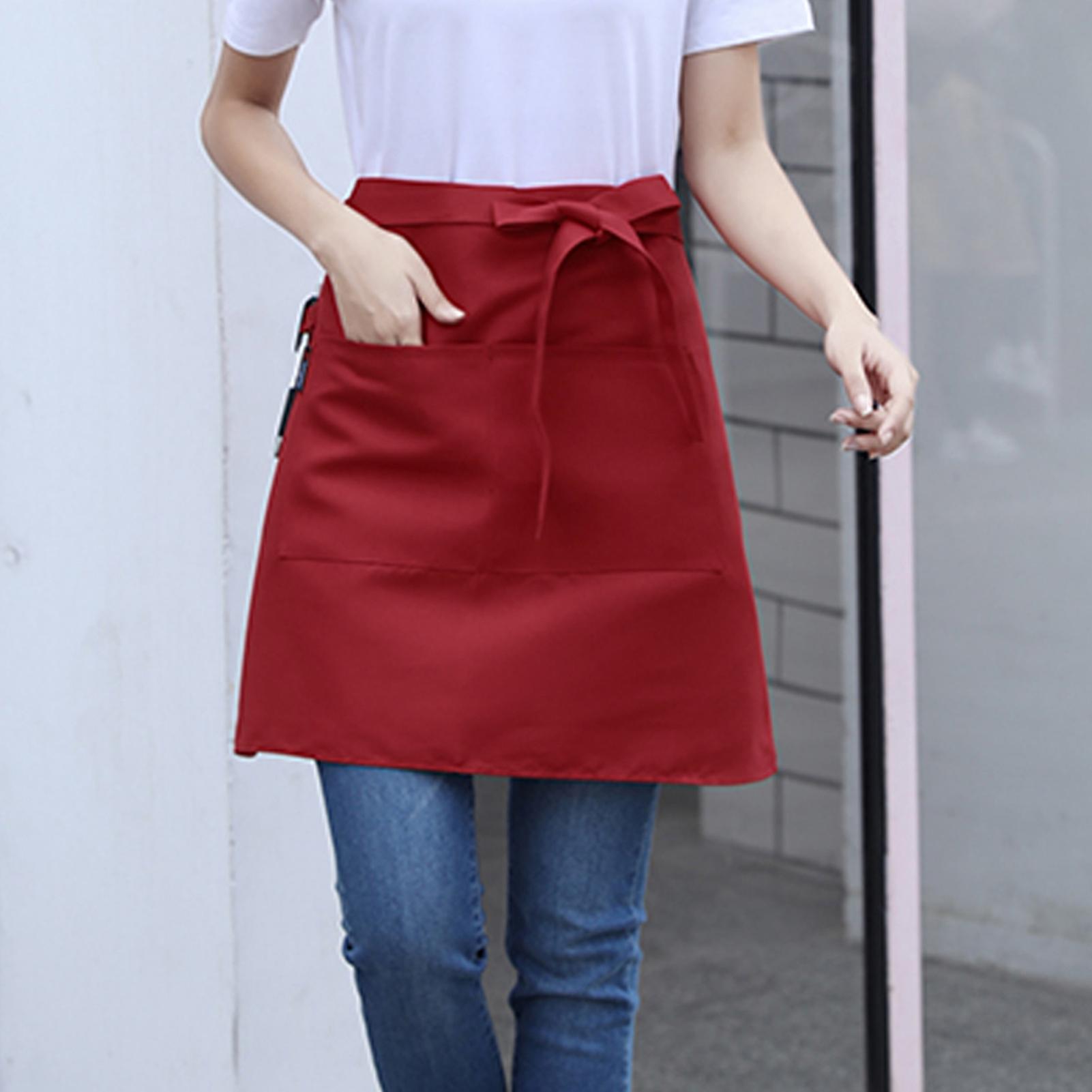 Unisex Waterproof Half Apron with 2 Pockets Waitress Chef Waist Apron ...