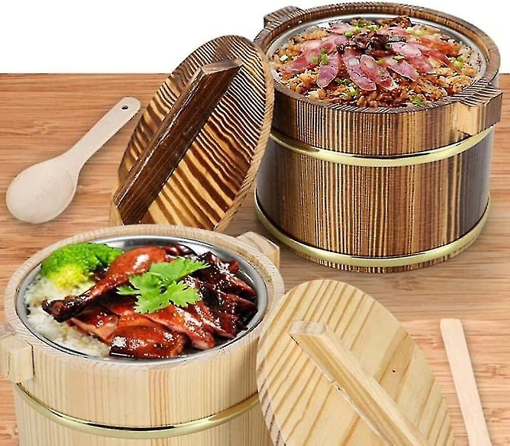 Keep Warm Wooden Rice Bucket Bowl Sushi Oke Rice Barrel With Lid Home ...