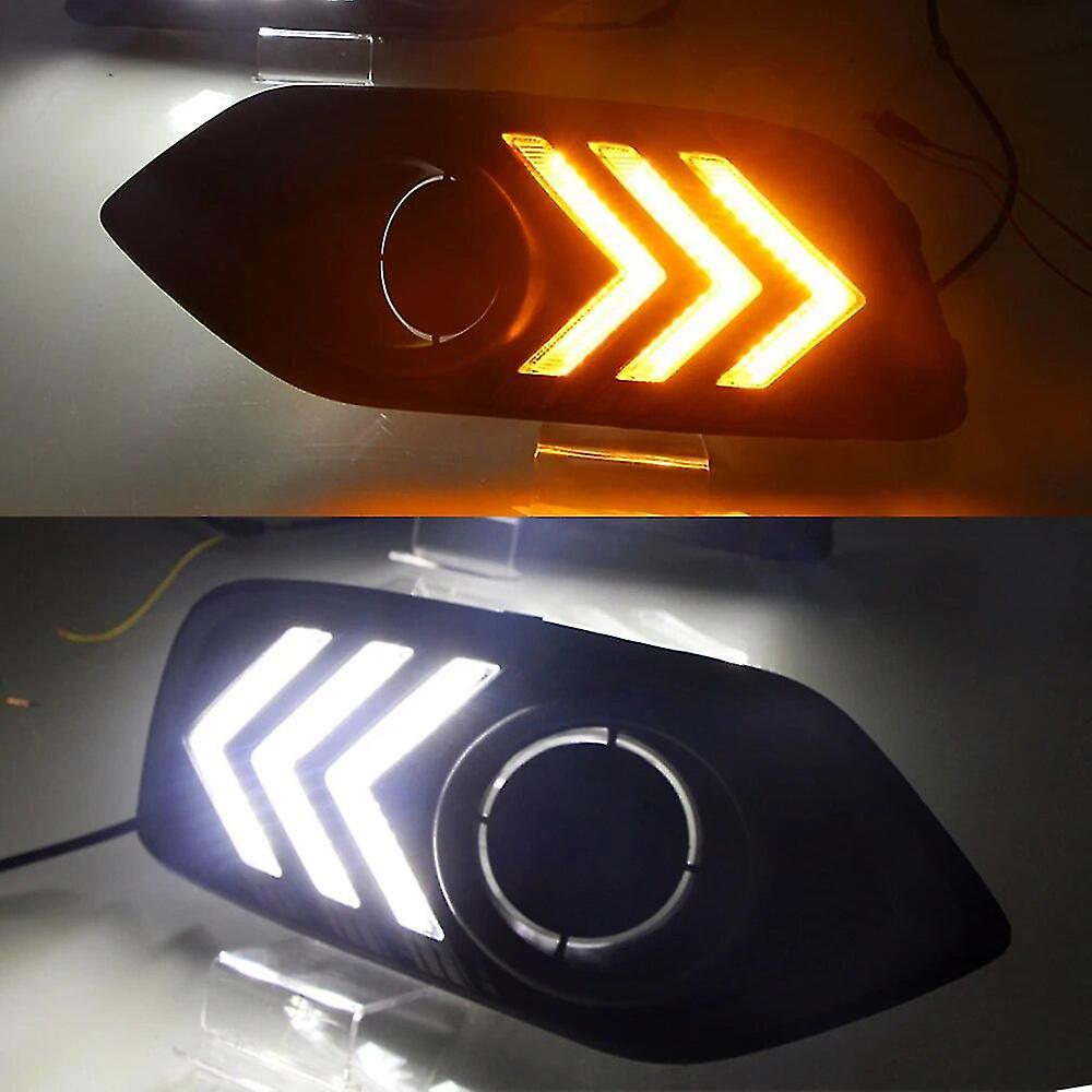 1pair Car Led Daytime Running Lights Drl Fog Lamp Cover With Turn Signal For Honda Hrv Hr-v 2018 ...