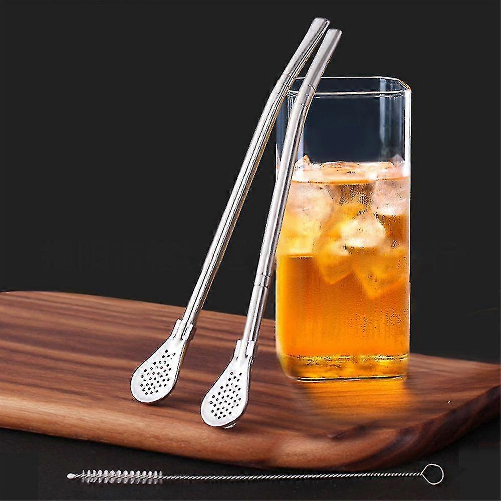 4 Pcs Premium Spoons Mate Straw, Drinking Stirring Spoon Head Filter ...