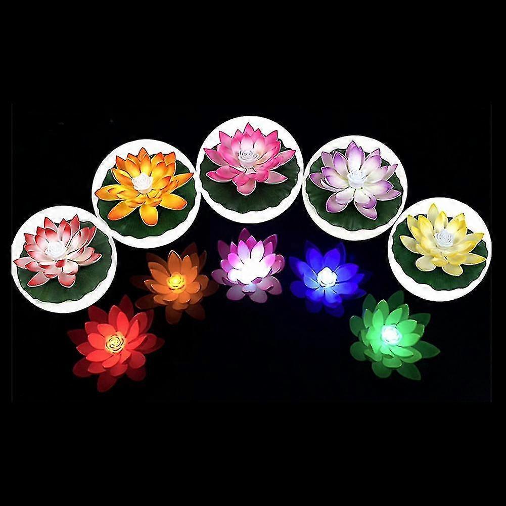 18/28cm Fake Lotus Flower Led Swimming Pool Garden Pond Floating Floral ...