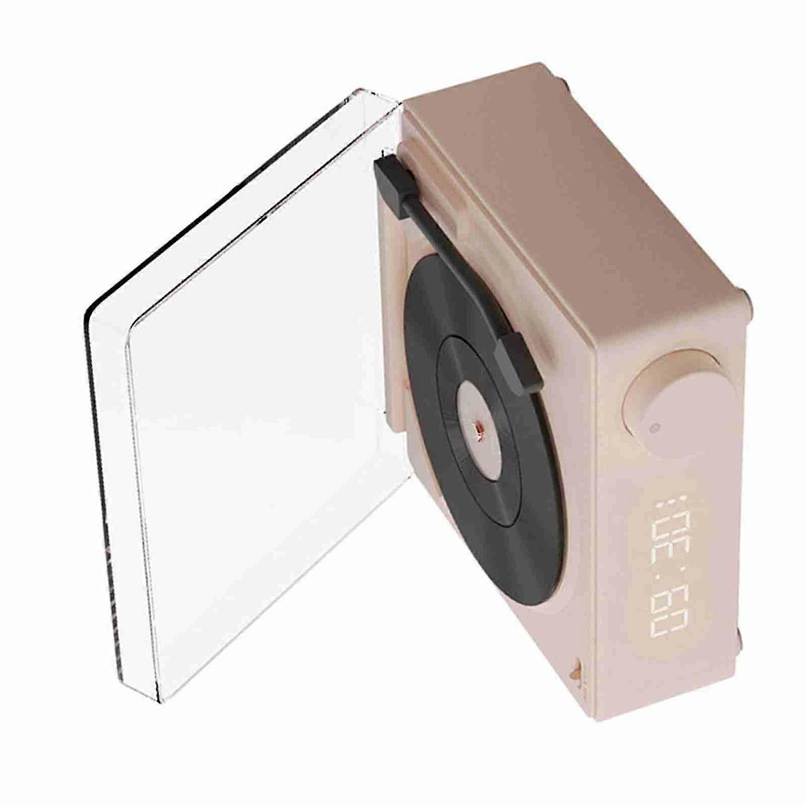 Rotating Vinyl Disc Alarm Clock Speaker Retro 360 Degree Stereo ...
