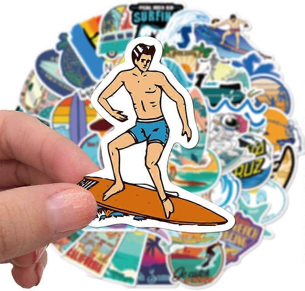 50 Pieces Surfing Stickers, Vinyl Waterproof Sticker for DIY Laptop ...