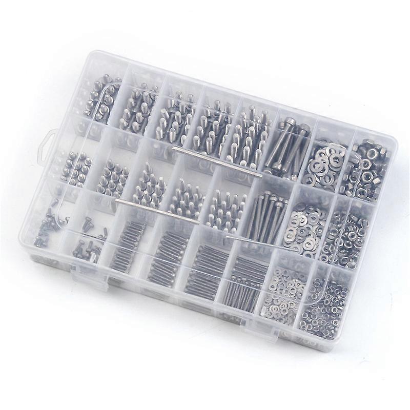 1080PCS M2// Stainless Steel Hex Socket Bolt and Nuts Set Fastener ...