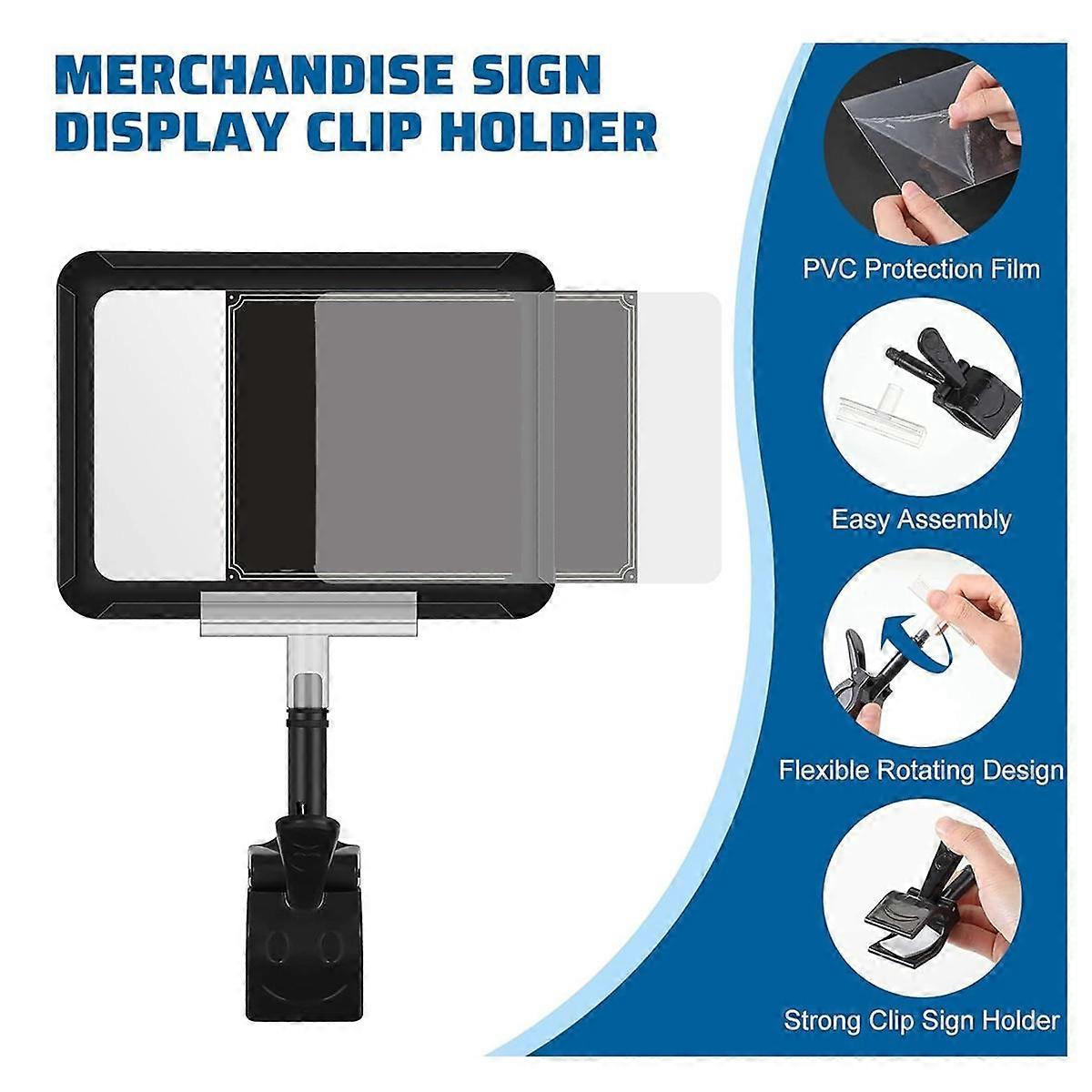 10 PCS Clip on Sign Holder Rotatable Label Clips Retail Merchandise ...