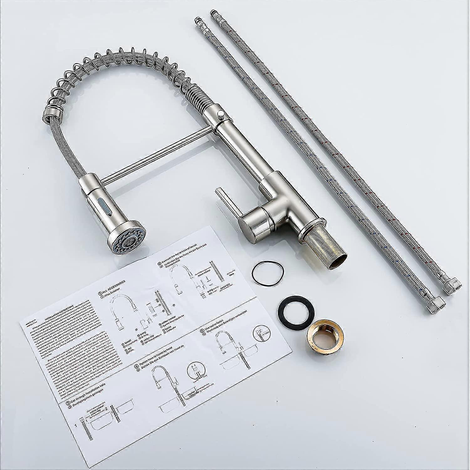 Kitchen Faucet With Spray, 360 Swivel Mixer Tap, Spiral Spring For ...