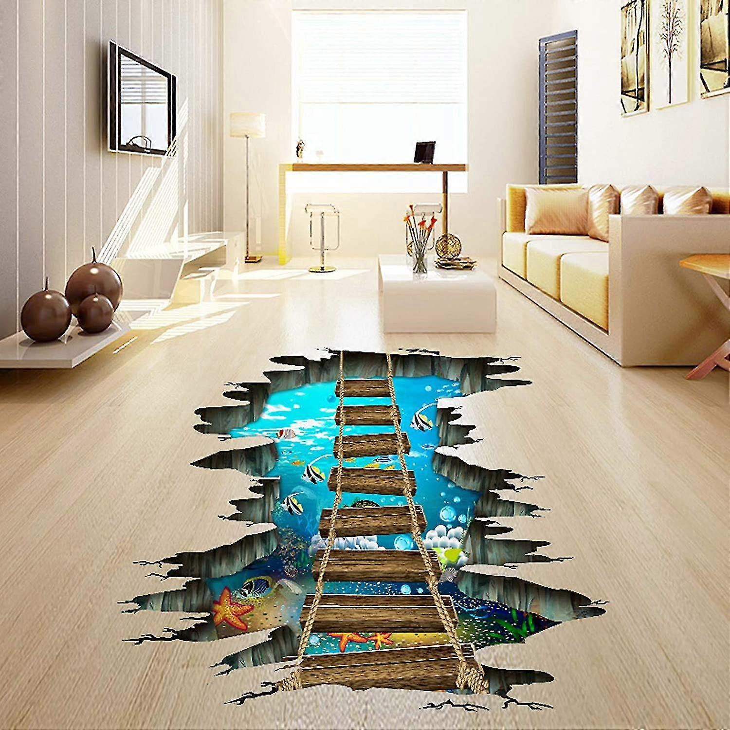 3d Floor Stickers,underwater Sea World Starfish Colorful Fishes ...