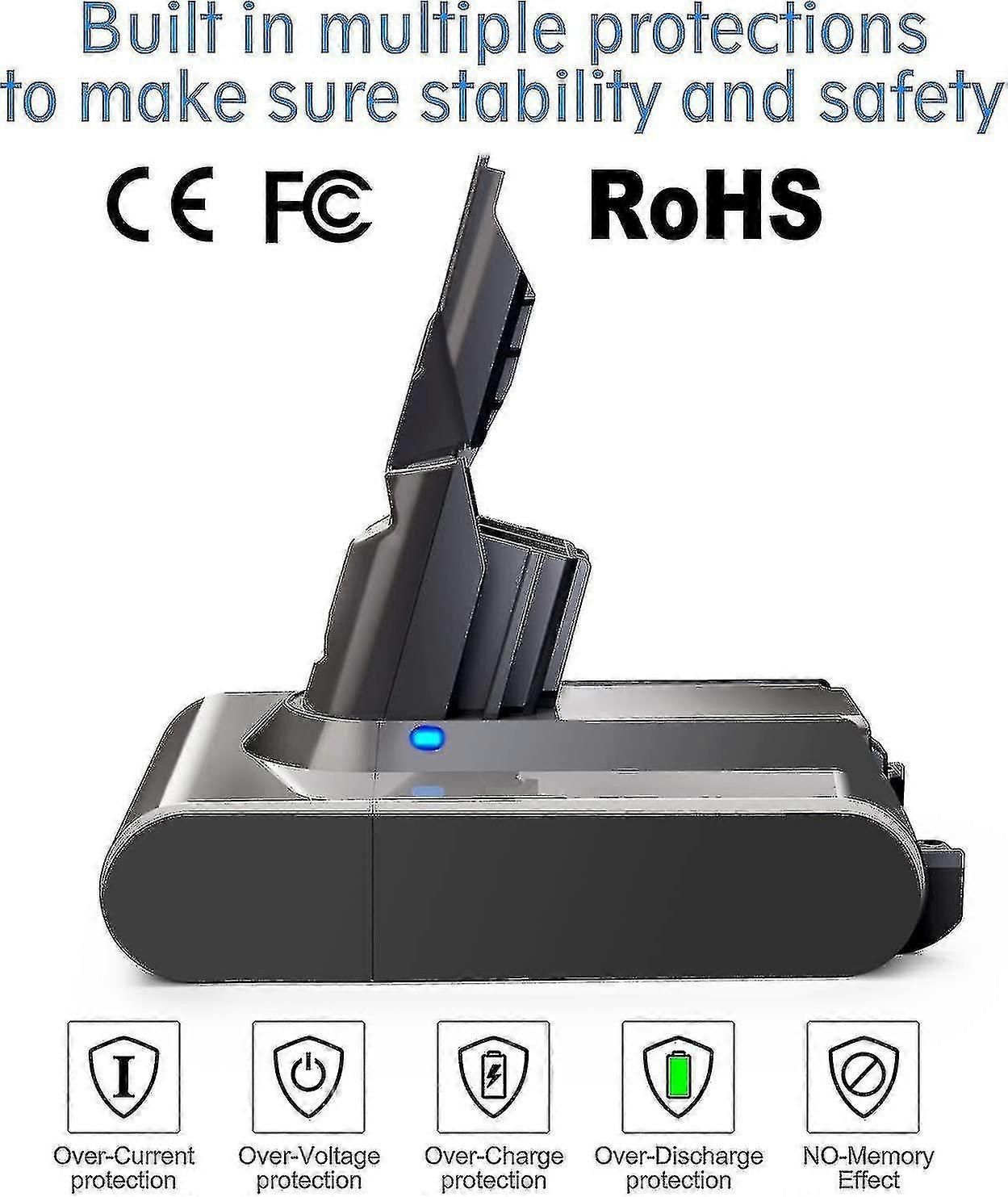 V7 Battery 21.6v 4600mah Compatible Compatible V7 Animal V7 Hepa V7 ...