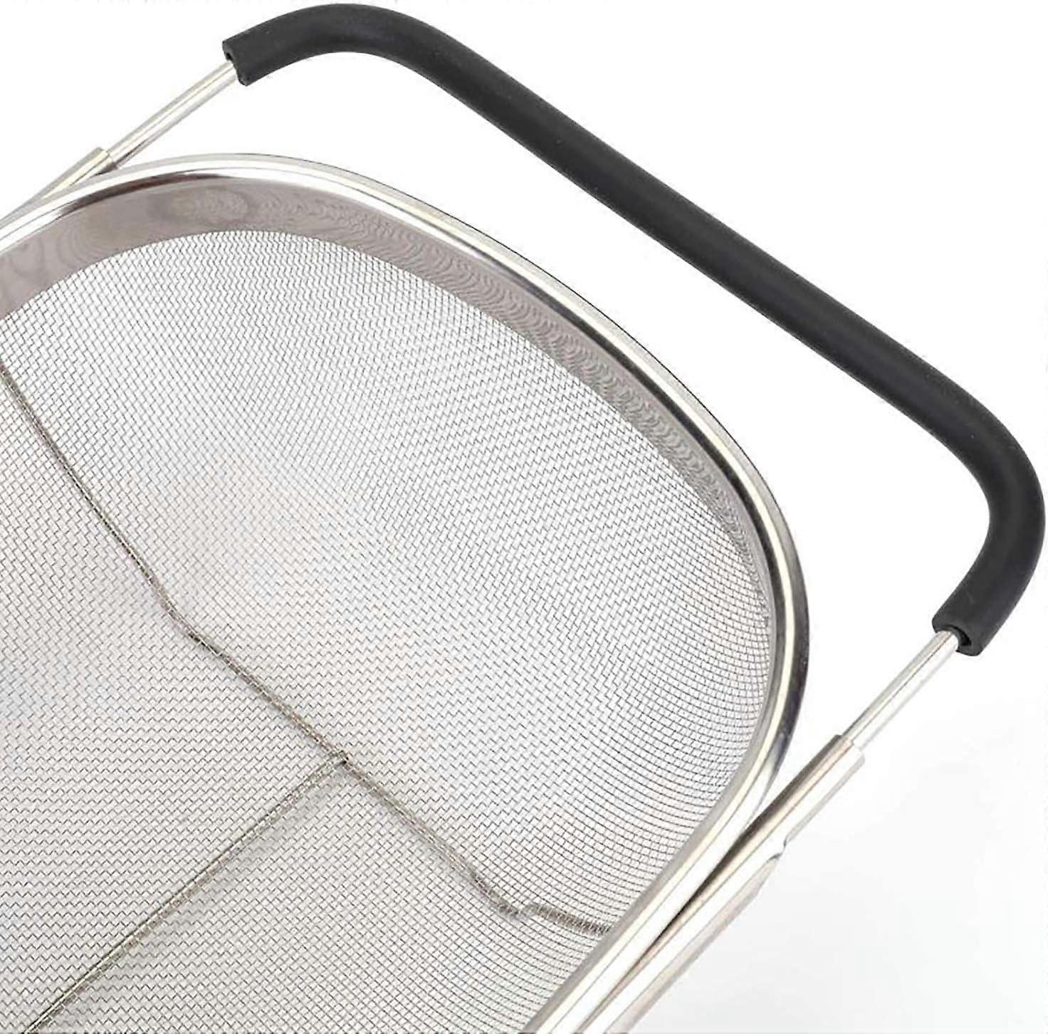Over Sink Stainless Steel Oval Colander with Expandable Rubber Grip ...