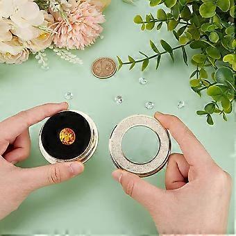 2Pcs Golden Alloy Jewelry Gift Boxes with Velvet Cushion and Clear ...