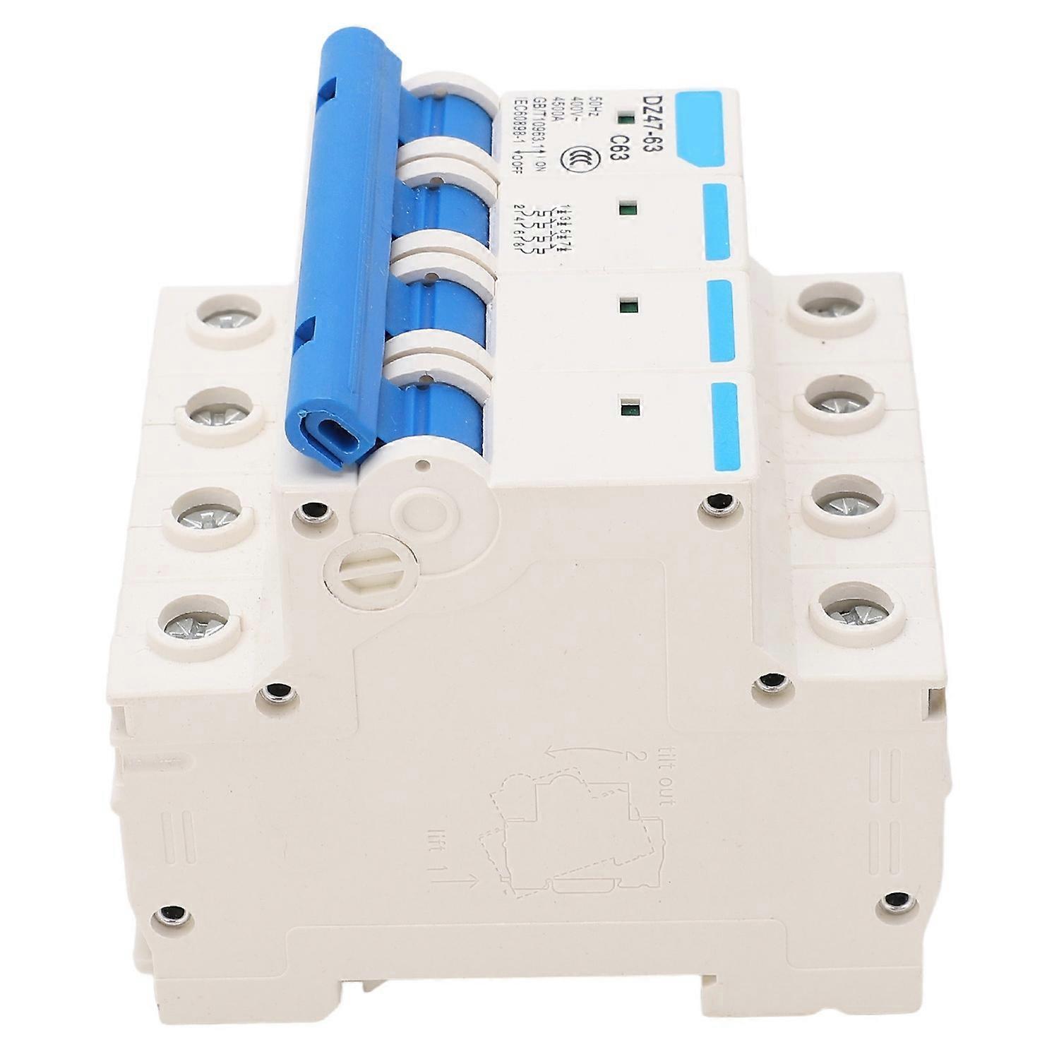 Current Miniature Circuit Breaker 4 Pole 4500A Breaking Capacity DIN ...