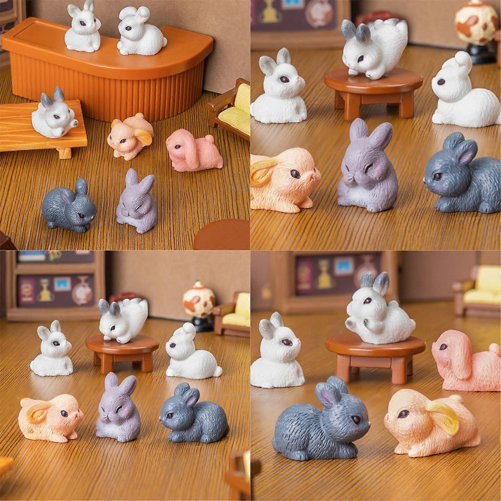 10Pcs Miniature Rabbit Figurines Resin Animal Statues Perfectly for ...