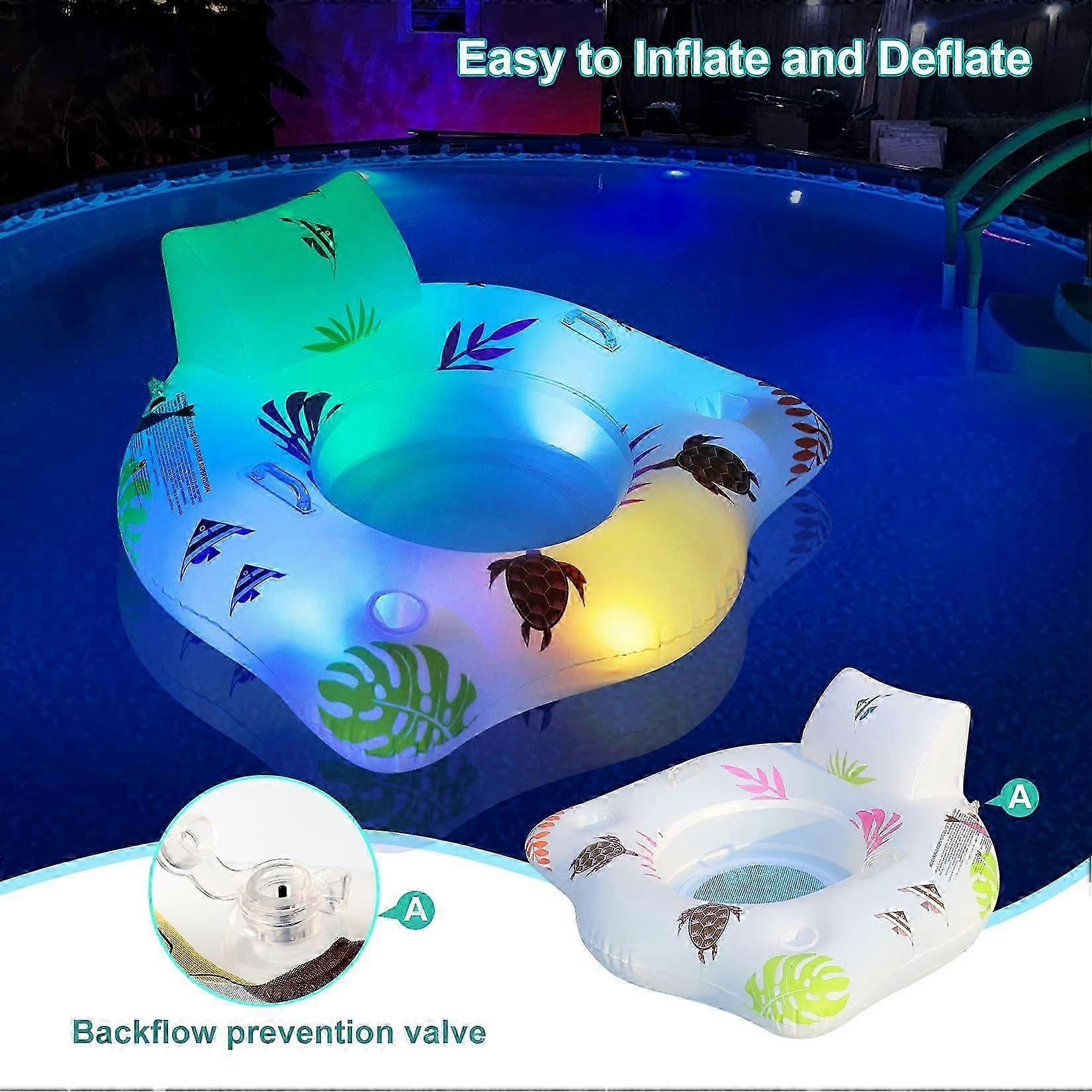 Inflatable Pool Floats Chair with Color Changing Light, Solar Powered ...