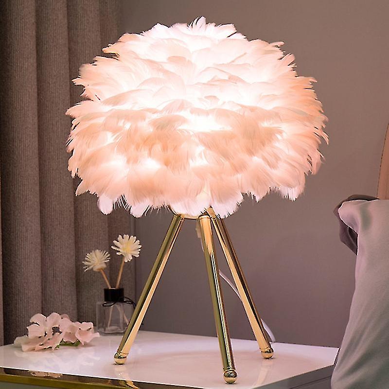 Feather LED Table Lamp with Push Button Subdued Light Decorative Gold ...