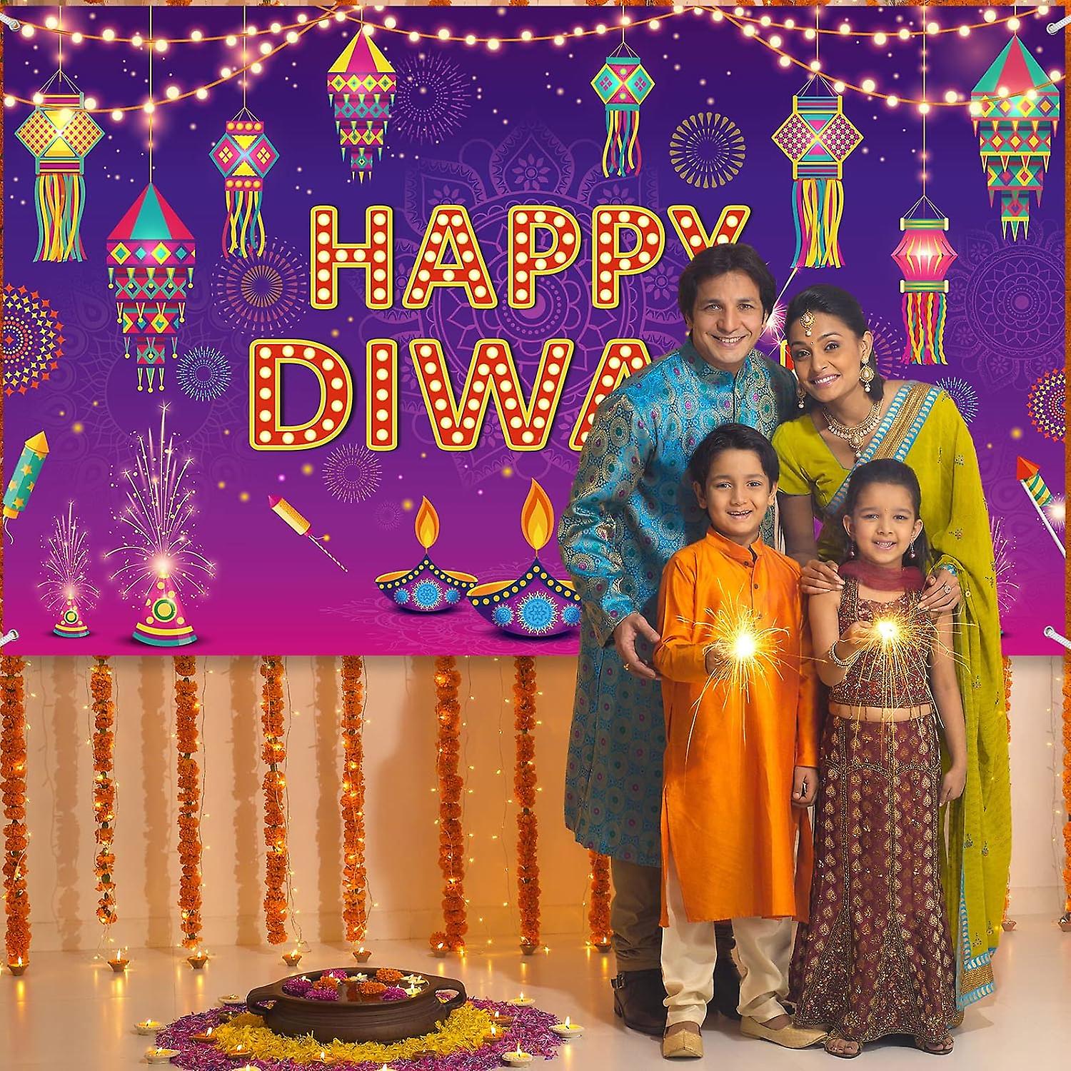 Happy Diwali Backdrop Banner Decorations 73 * 43 Inch Happy Diwali ...