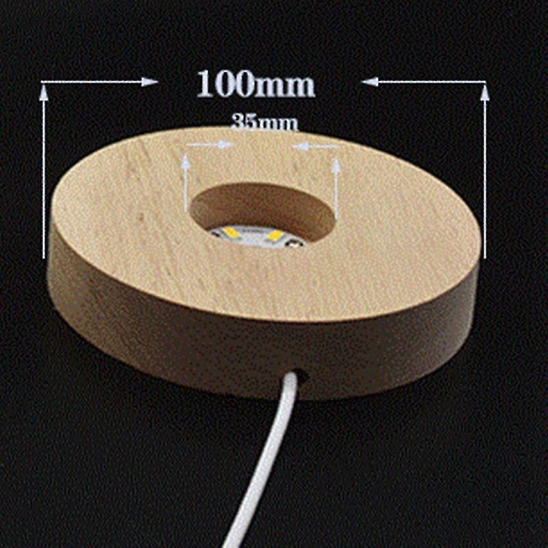 2 Pcs Led Light Display Stand Wooden Luminous Base (round + Square ...