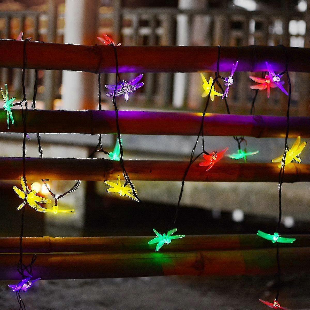 5 Meters 20 Lights Solar Powered Lights Dragonfly Garden Outdoor Party ...