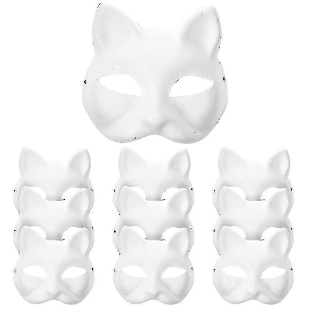 10 Pcs Hand Decor Diy Party Paintable Animal Masks Party Cosplay ...