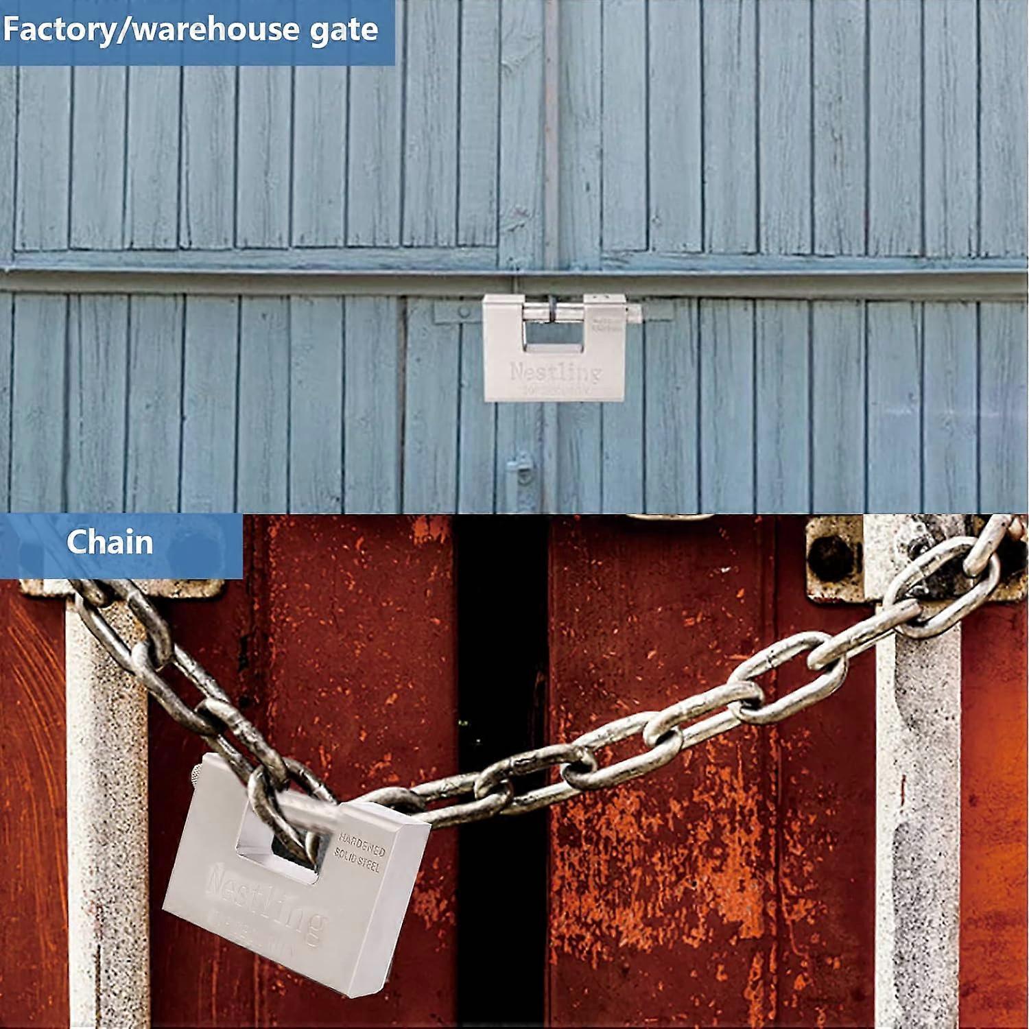 94mm Padlock with Key, High Security 5 Keys Heavy Duty 1.1 KG D-Shaped ...