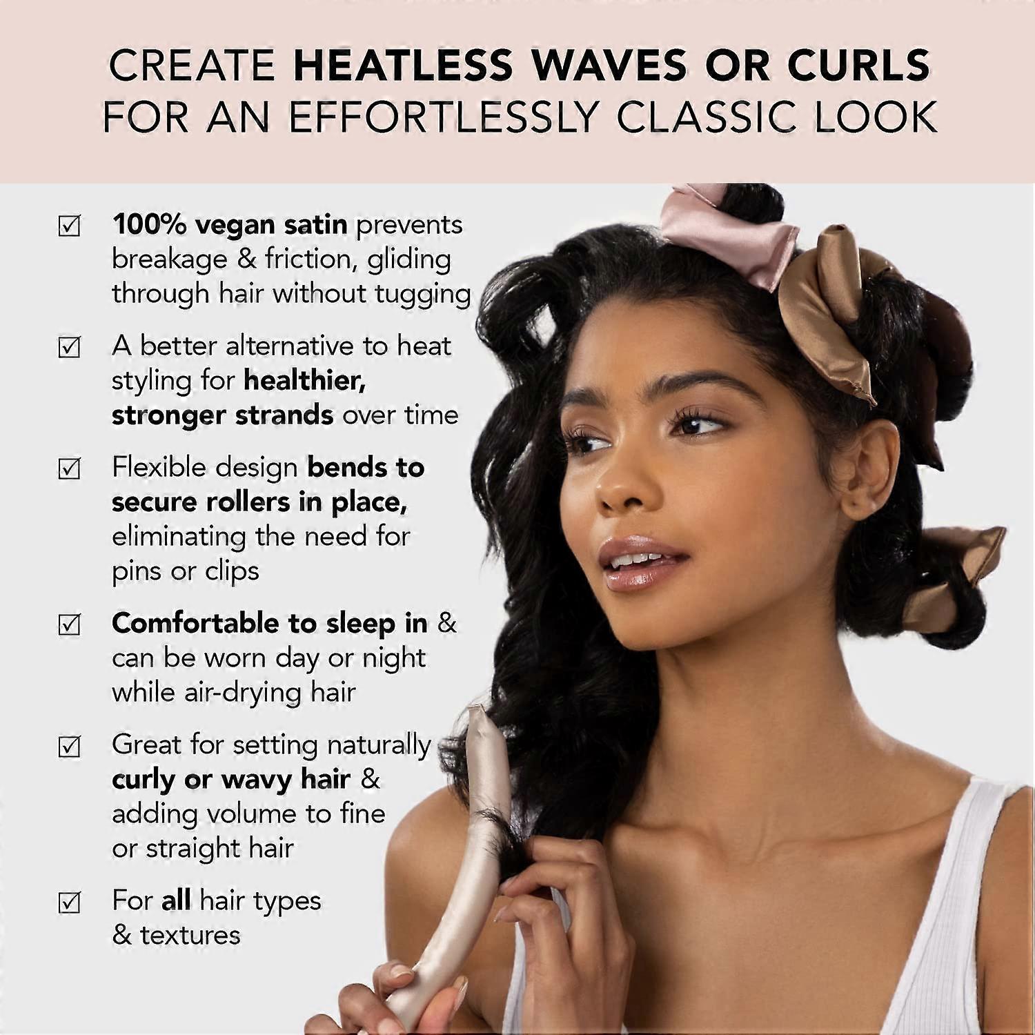 Heatless Hair Curler - Satin Covered Heatless Hair Curlers for Long ...