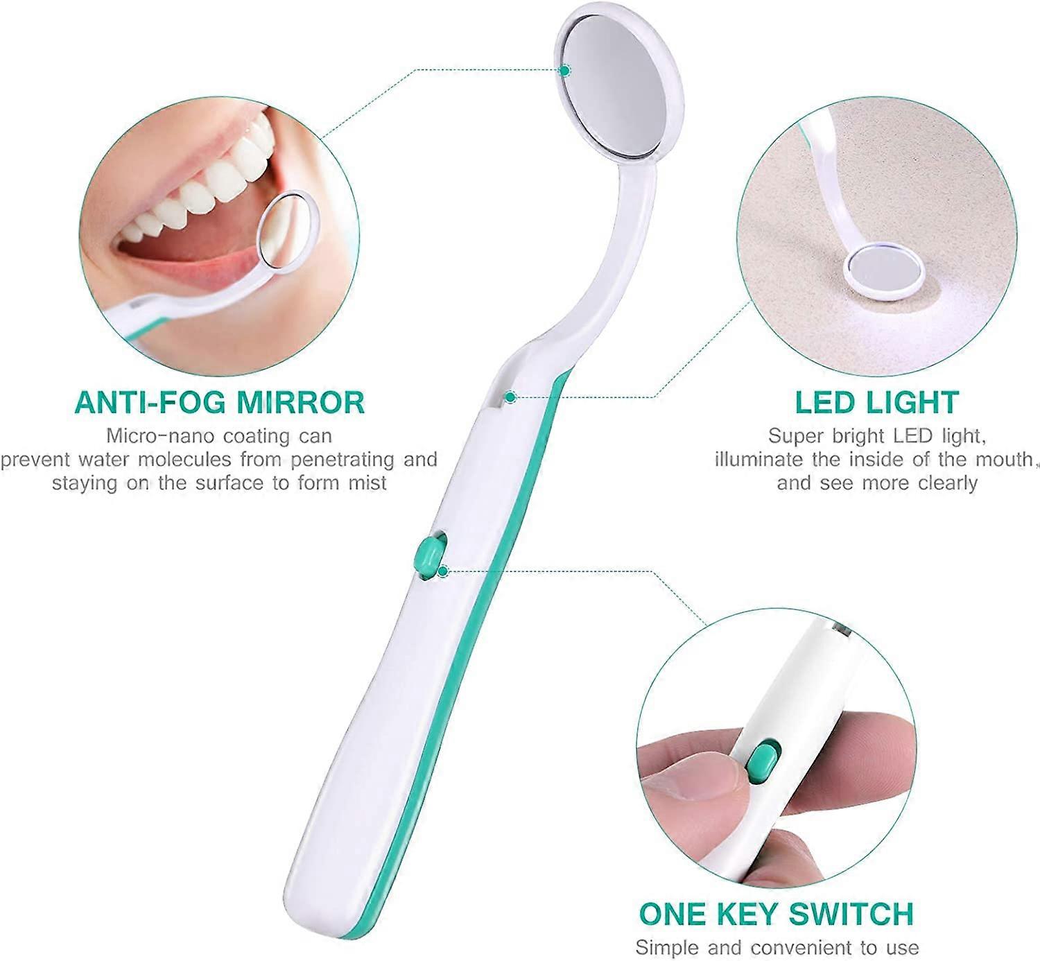 Dental Mirror with Light Tool LED Light Oral Mirror Anti Fog Dental ...