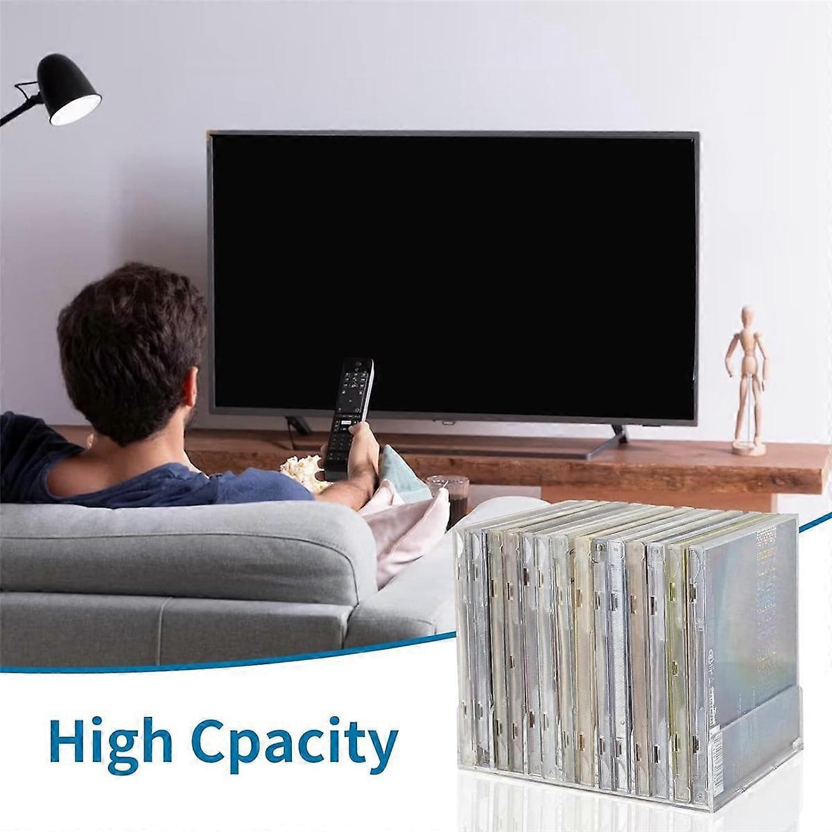 4 Pcs Clear Acrylic CD Holder with Tackable CD DVD Display Rack CD ...