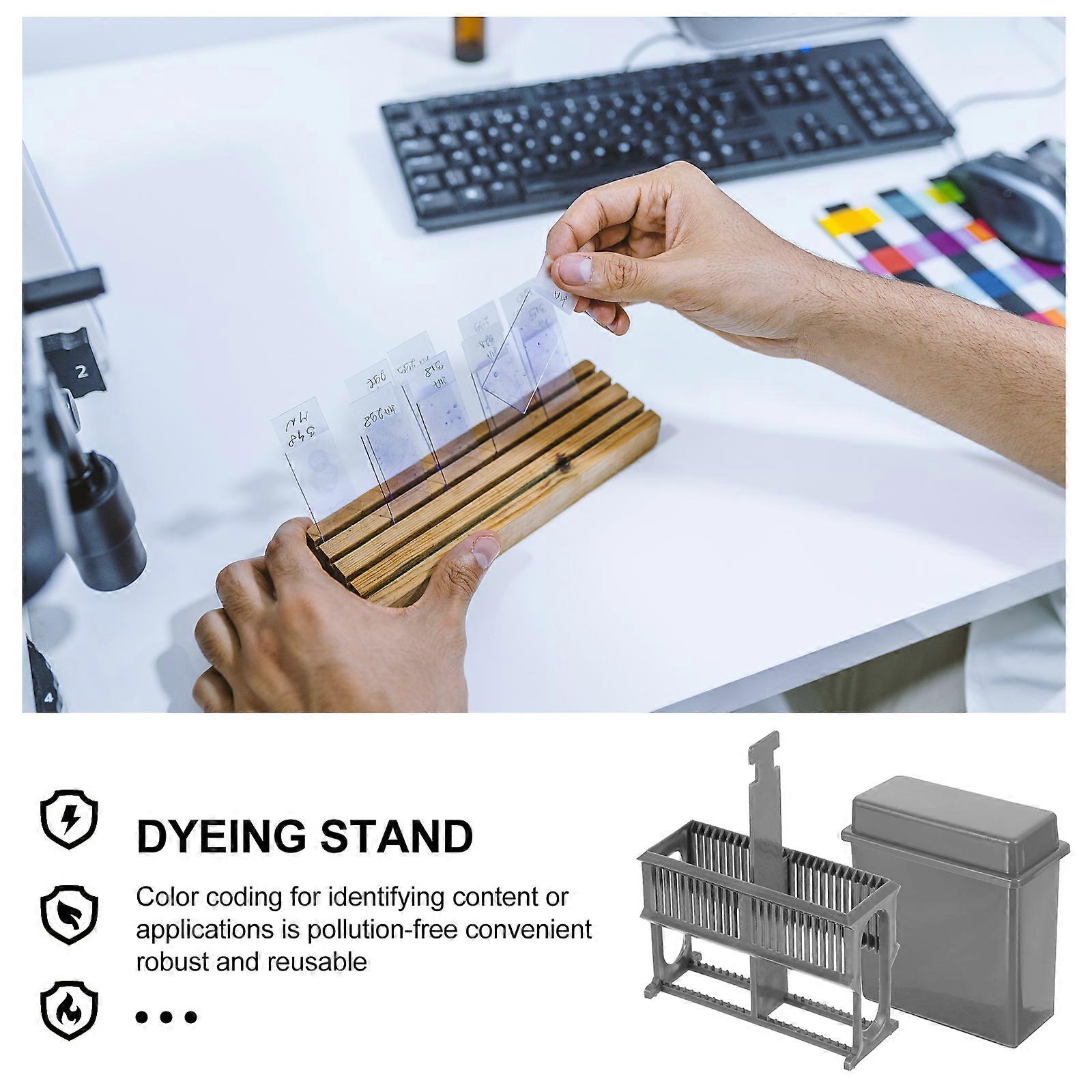 1 Set Laboratory Microscope Slides Staining Rack Plastic Slides ...