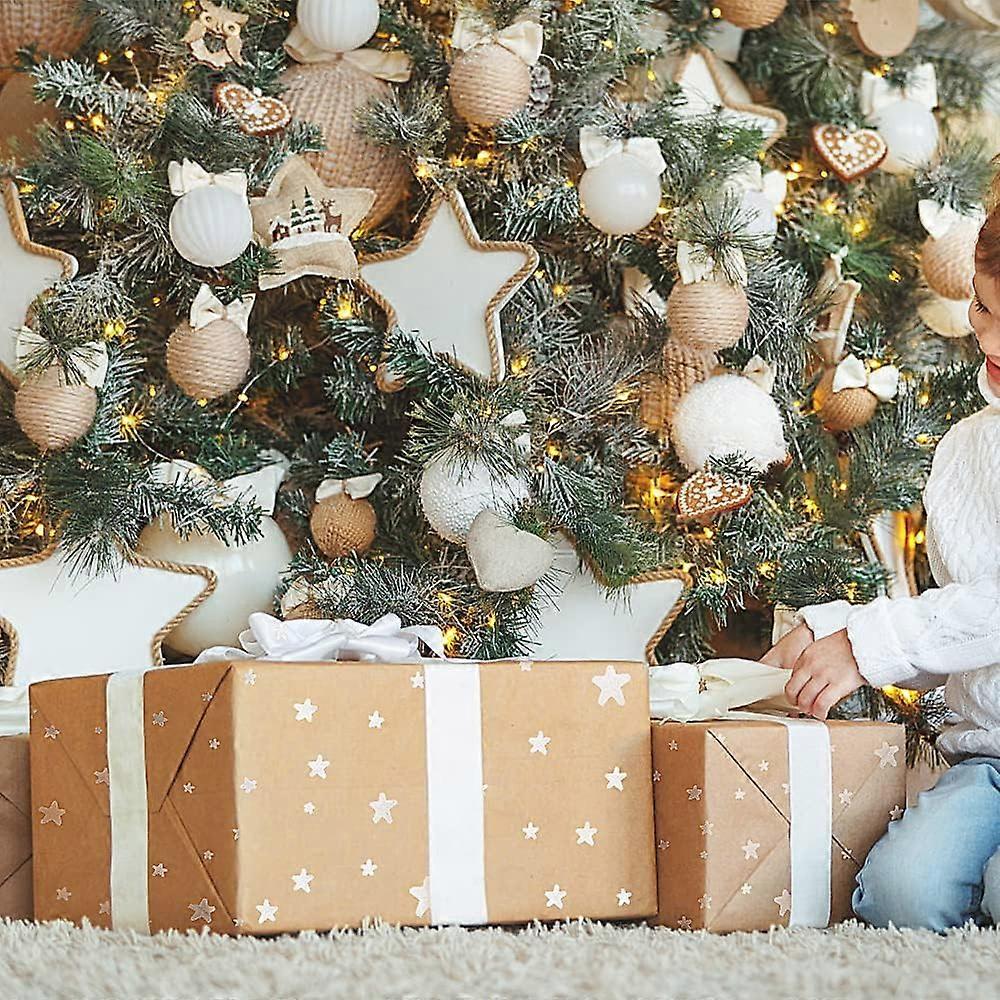 Kraft White Star Wrapping Paper Roll,100% Recyclable ECO Gift For ...