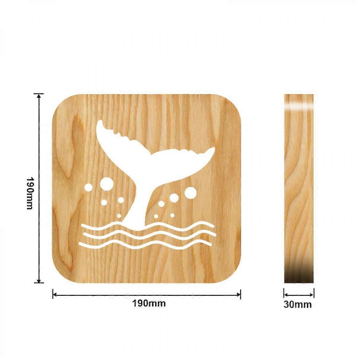 SBSG Whale Tail Night Light for Kids Wooden 3D Lamp Creative Wooden ...