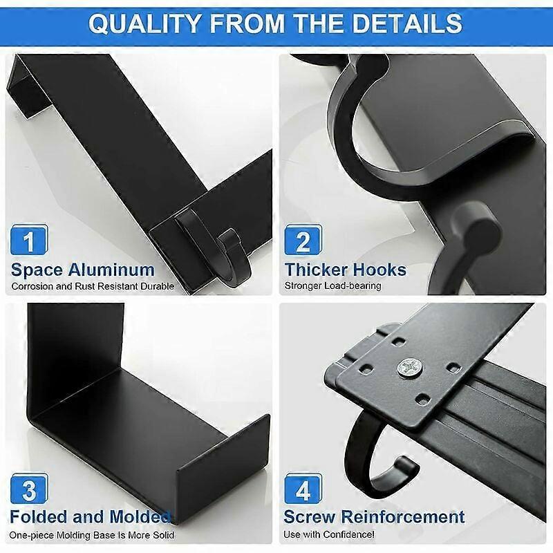 Door Coat Rack, Black Stainless Steel Coat Rack, 6 Hooks Coat Rack for ...