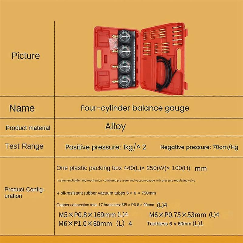 Four-Cylinder Vacuum Carburetor Synchronizer Sync 4 Gauge Motorcycle ...