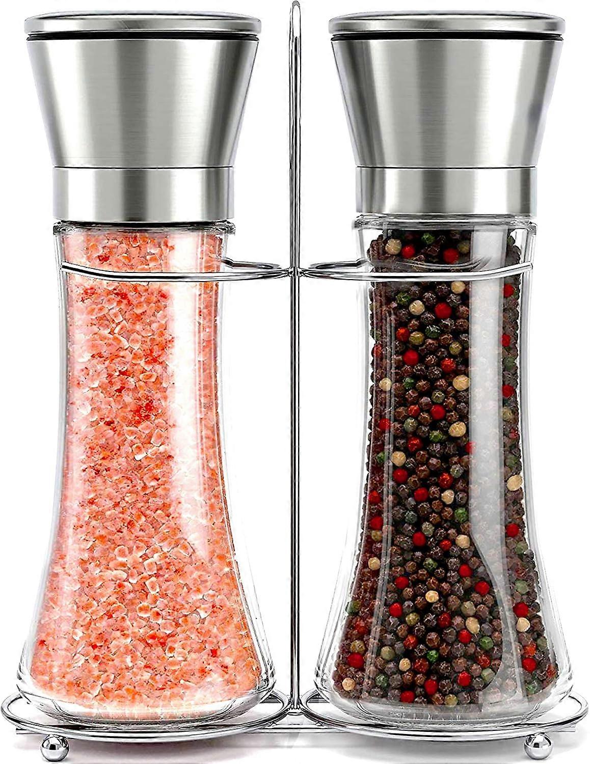 Elegant Seasoning Station, Stainless Steel Salt and Pepper Grinder Tall ...
