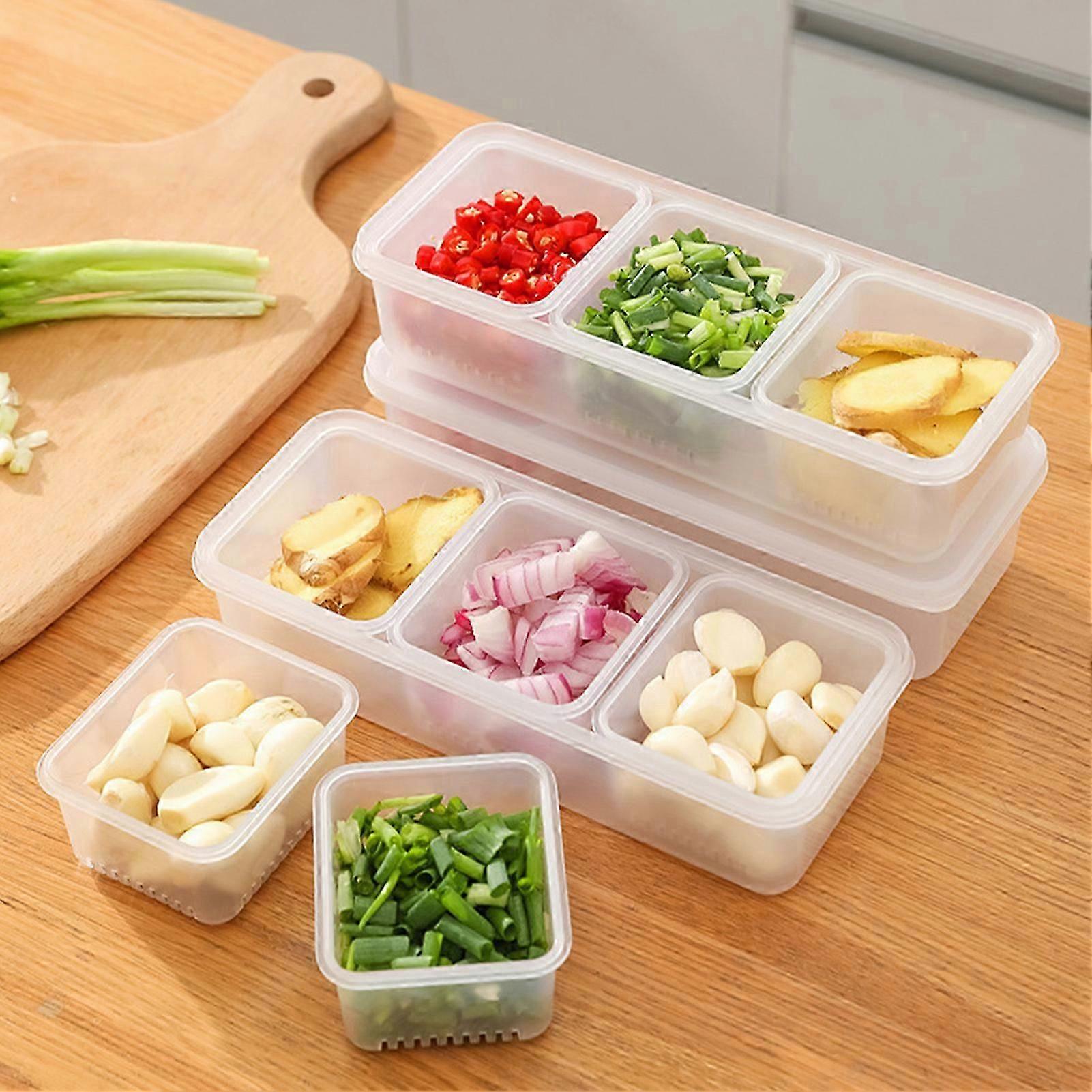 Food Storage Container with Sealed Lid Drainer 3 Compartments Divided ...