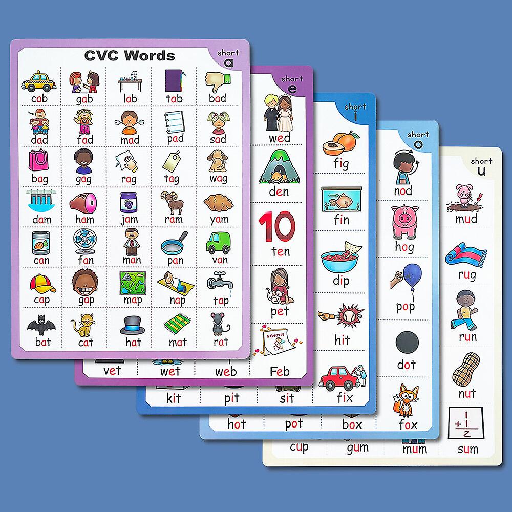 Cvc Posters Words Phonics Workbook Language Arts Skills Charts For Kids ...