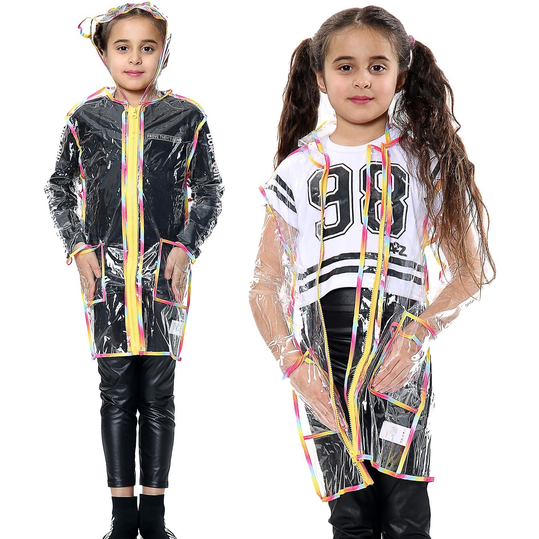 Kids Unisex EVA Transparent Hooded Raincoat | Fruugo UK