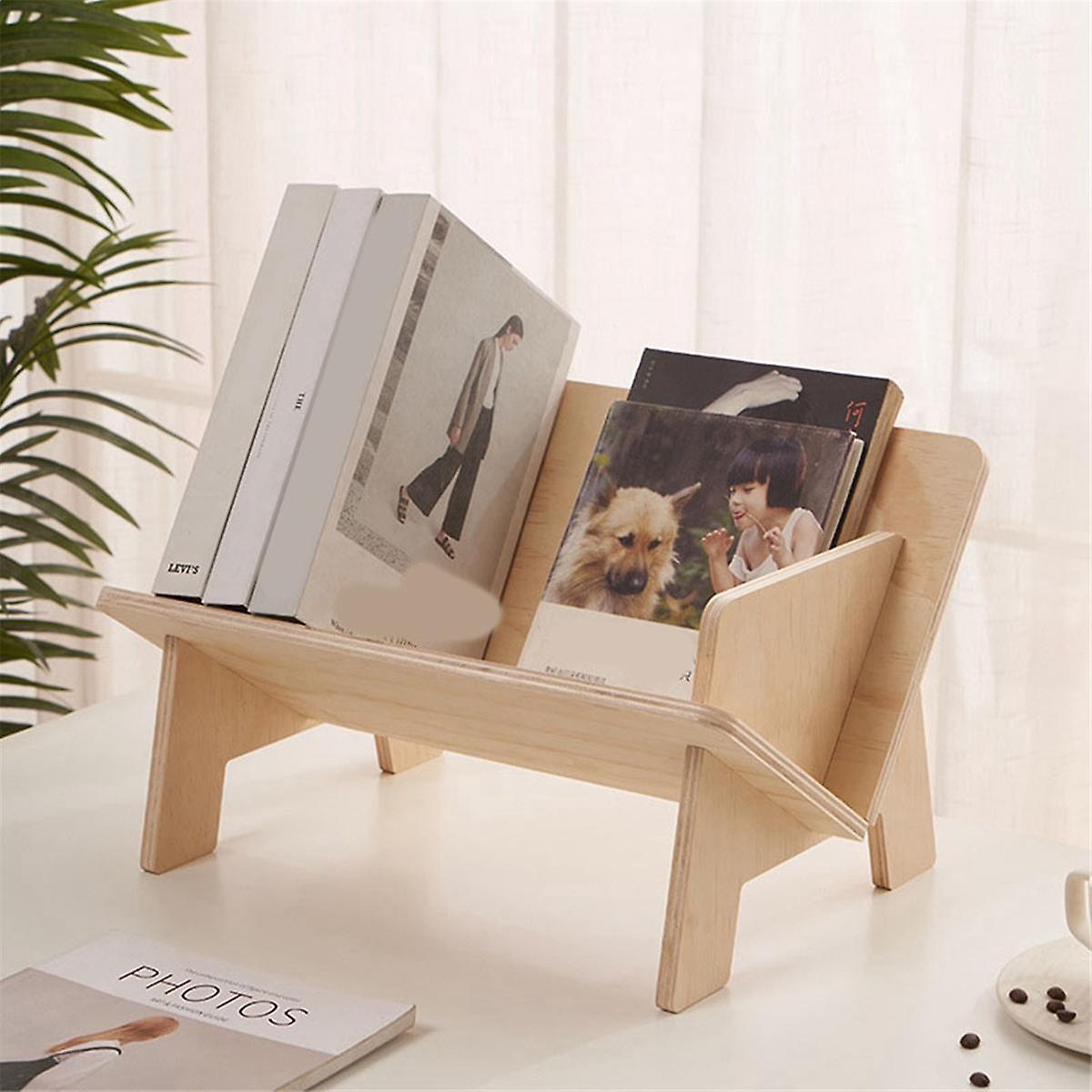 Wooden Tilted Tabletop Bookshelf Kids Bookcase Rustic Desktop Storage ...