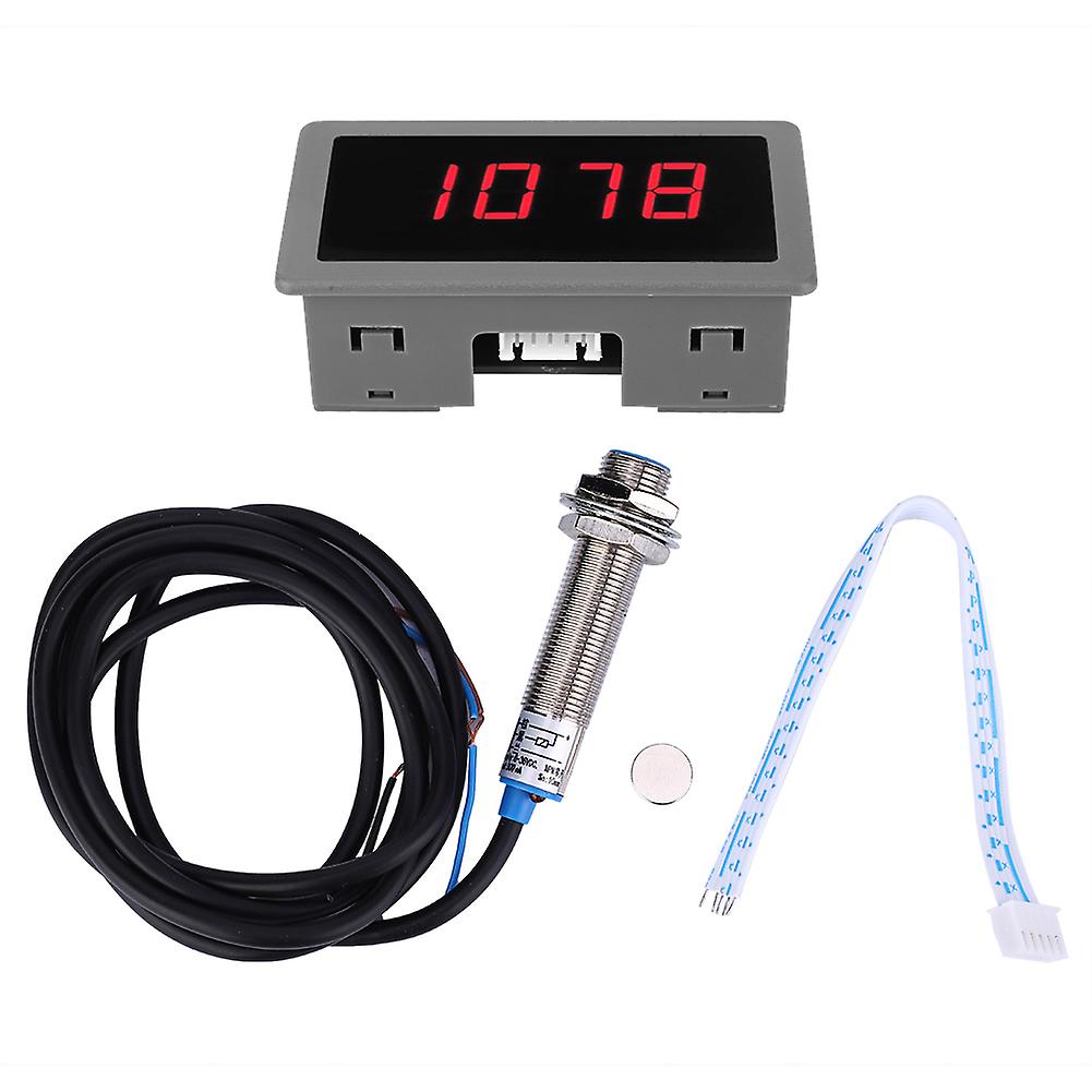 Red 4 Digit LED Motor Tachometer RPM Speed Tester Meter NPN Hall ...