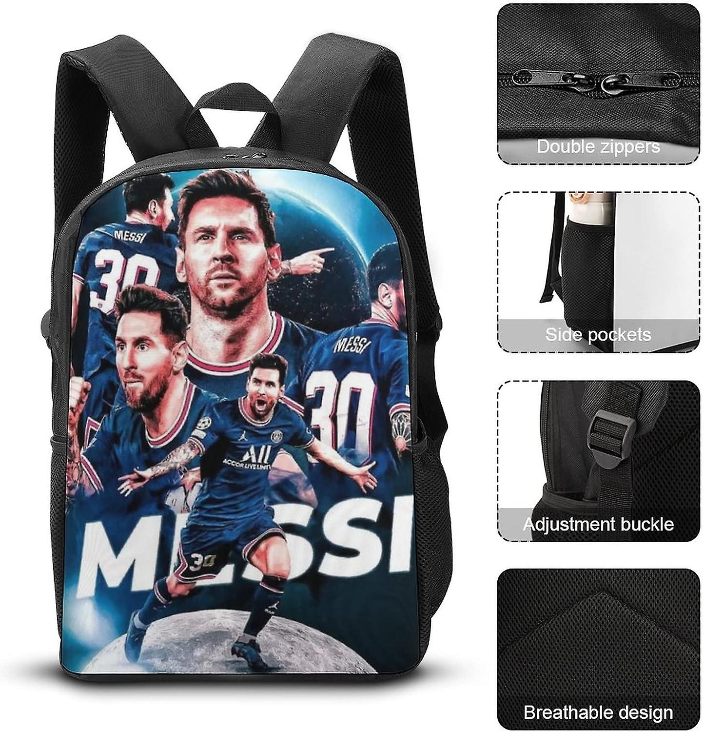 GENBAK Messi Backpacks Kids School Backpack School Bag 3D Printed ...