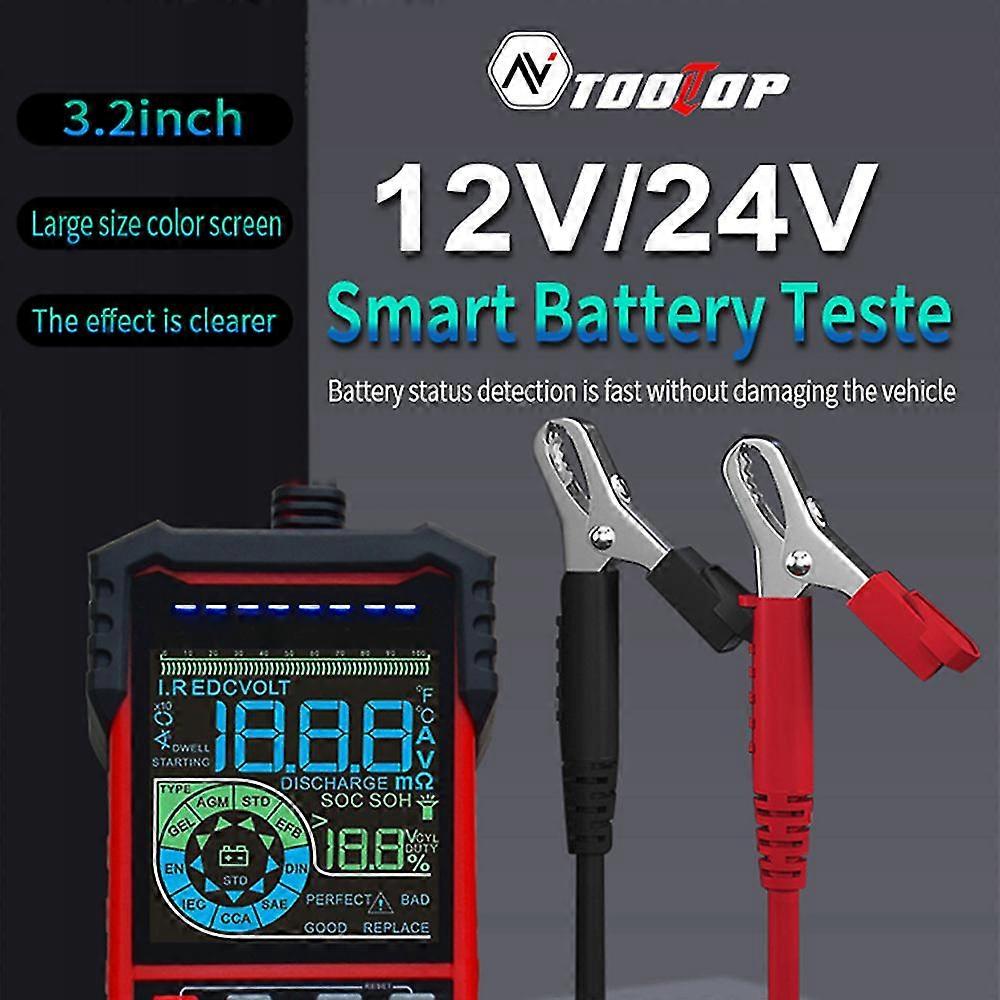TOOLTOP Intelligent Battery Tester 12.0V 24.0V Battery Intelligent ...
