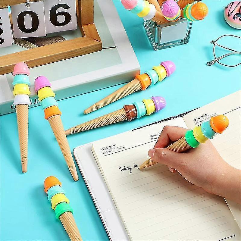 24 Pack Ice Cream Pens Various Colors Cute Kids Pen Holder Ice Cream ...