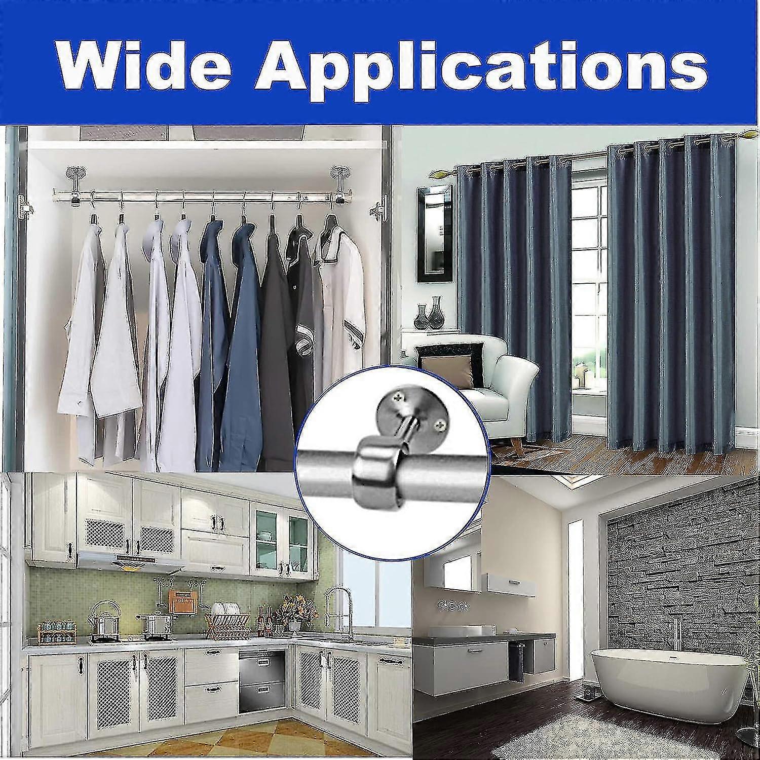 2 Pieces Adjustable Ceiling Bracket, 32mm Stainless Steel Curtain Rod ...