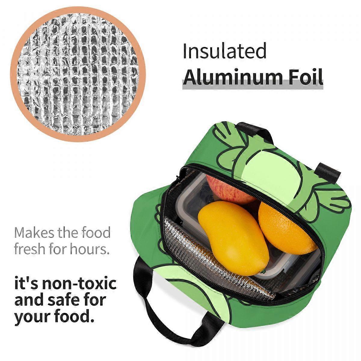 Custom Cute Green Frog Lunch Bag Cooler Thermal Insulated Lunch Boxes ...