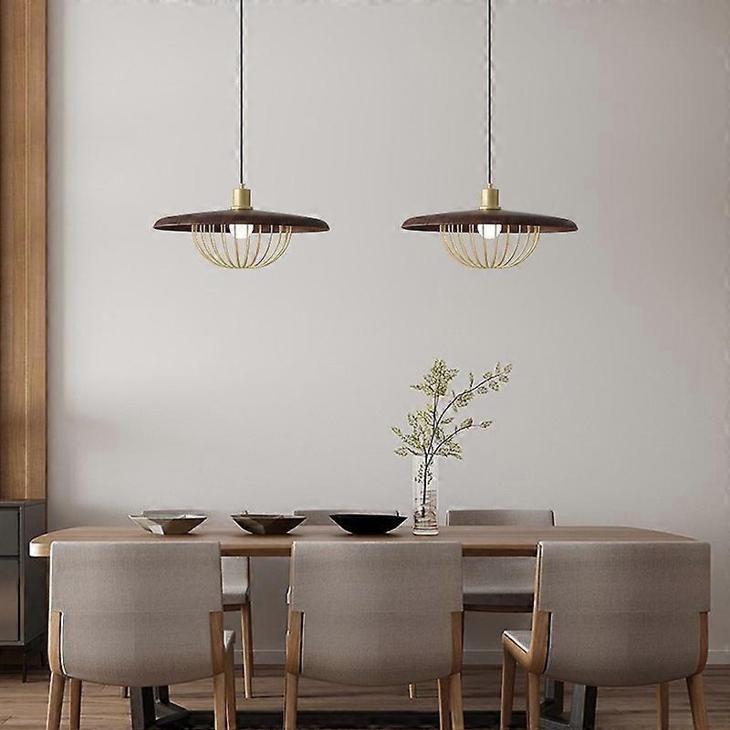 Modern Walnut Pendant Lighting Ironwork Decor Metal Shade Ceiling ...