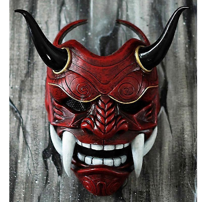 Halloween Japanese Samurai Hannya Oni Mask Latex Half Face Demon ...