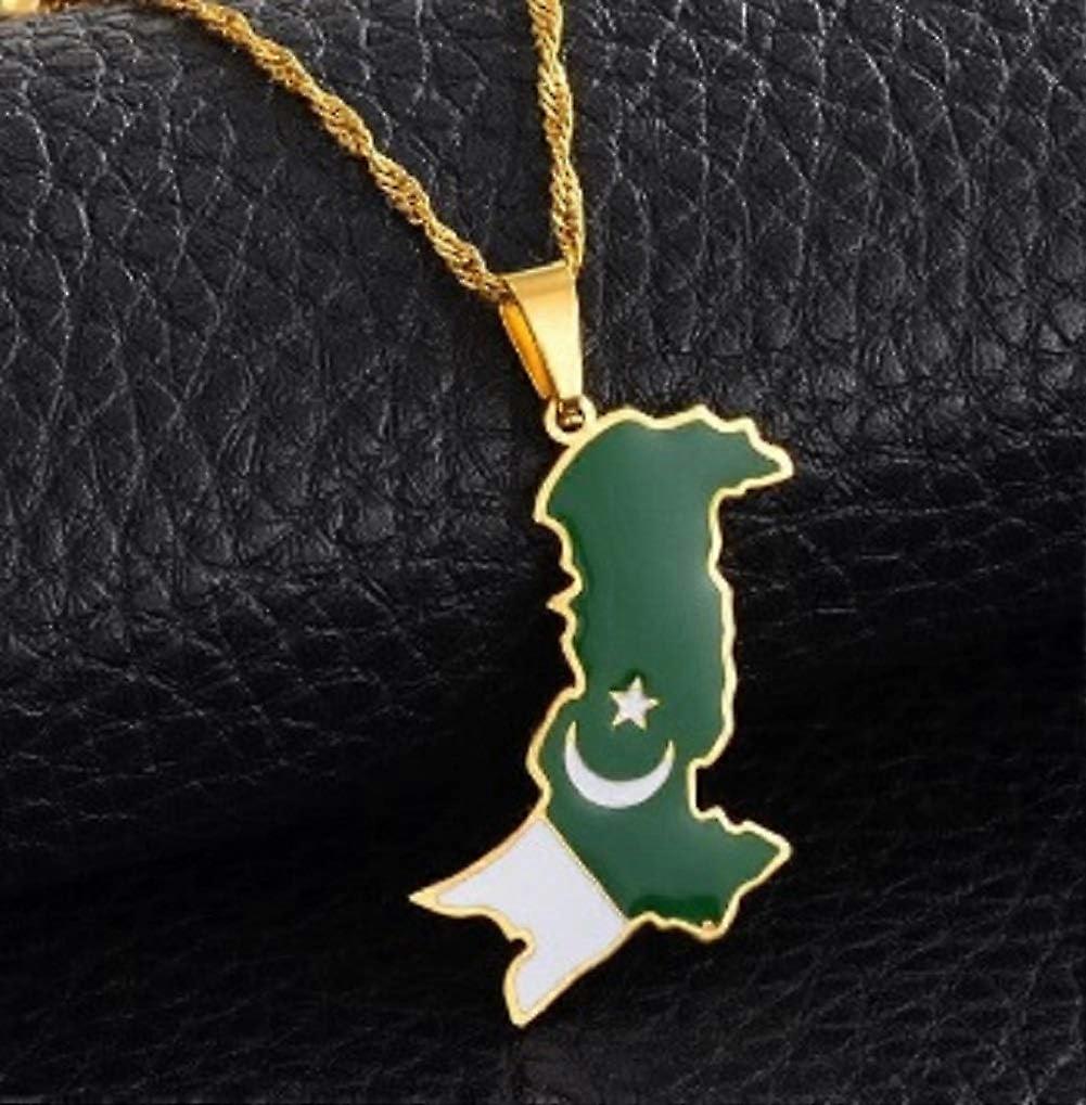 Gold Plated Islamic Republic of Pakistan Flag Map Country Necklace ...