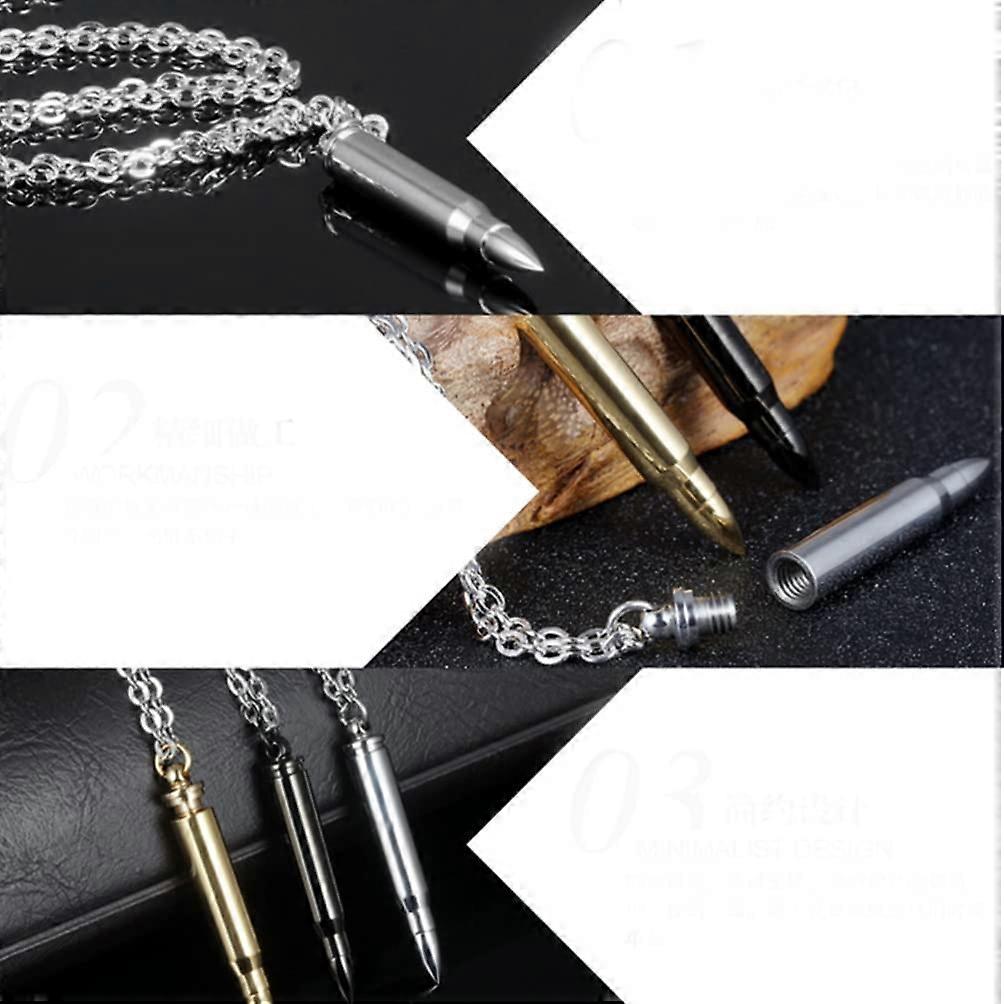 Bullet Necklace Titanium Steel Bullet Pendant Chain Punk Gothic ...