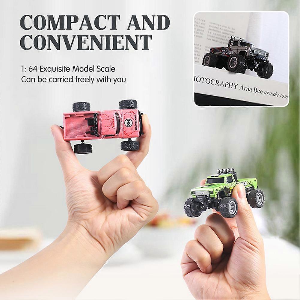 1:64 Scale Mini RC Monster Truck with Trailer, Large Wheels, LED Lights ...