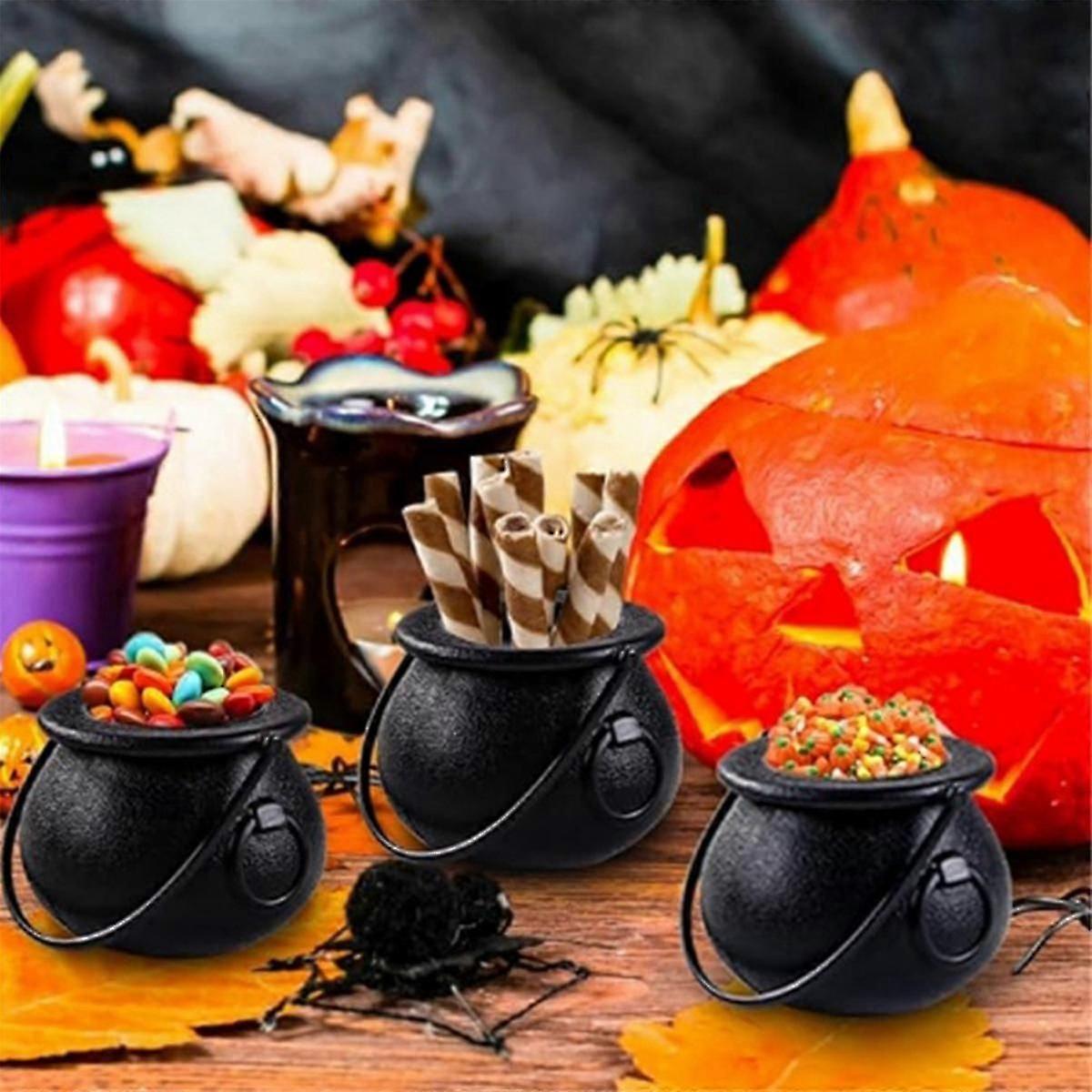 12pcs Mini Black Cauldron With Handle Halloween Mini Witch Cauldron ...