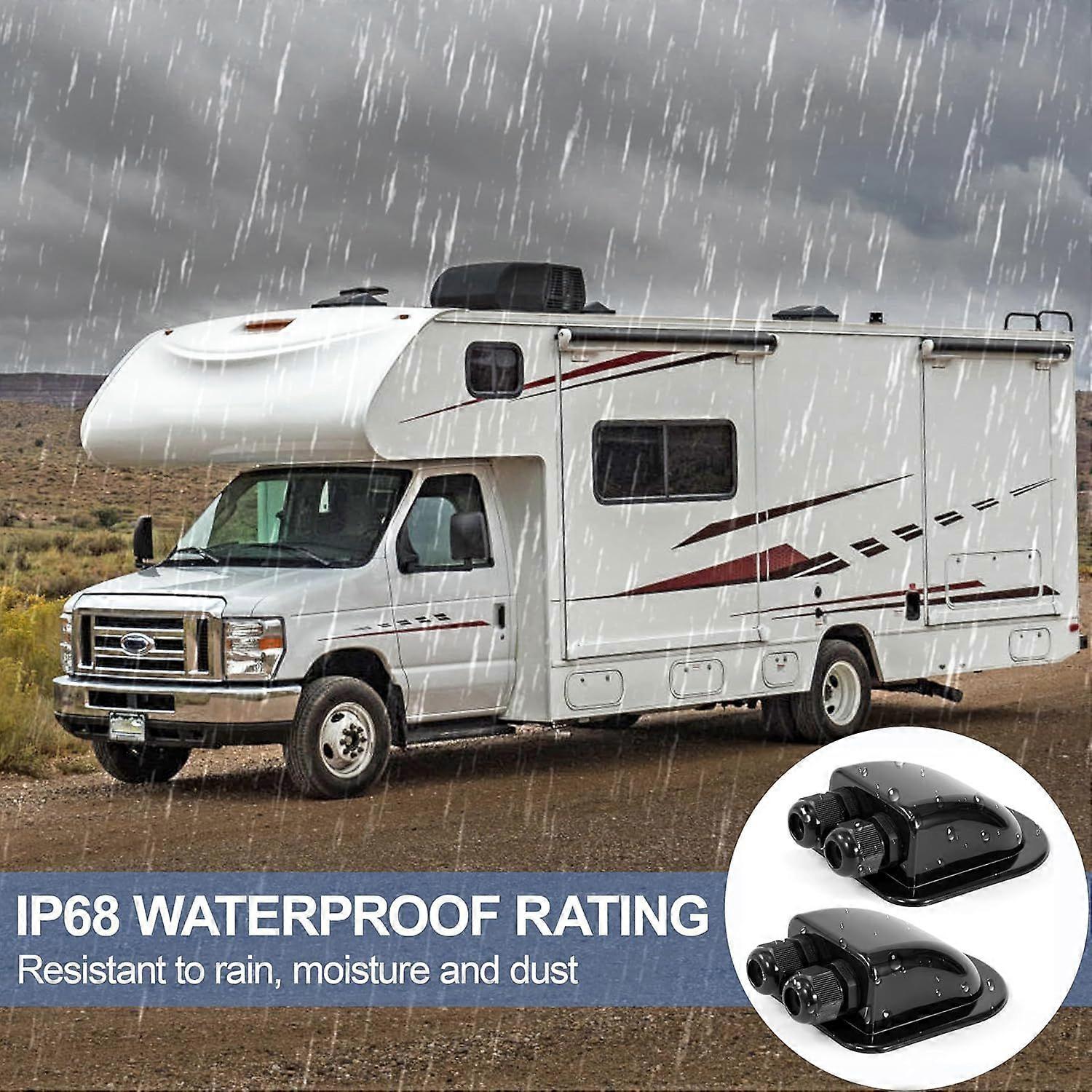 Black 2 Pack Solar Roof Pass-Through Solar Cable Gland, ABS Double ...