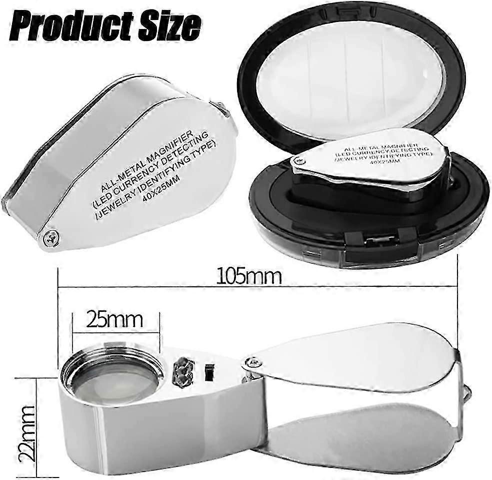 Metal foldable jeweler's loupe with LED light for detecting currencies ...